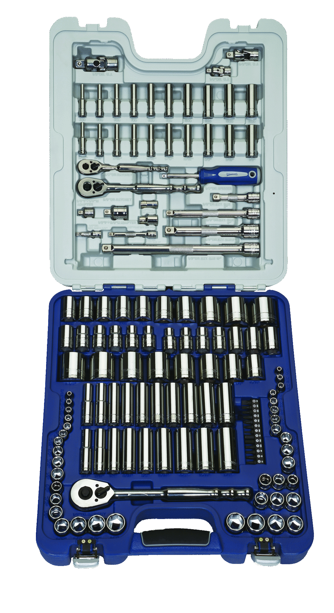 138 pc 1/4", 3/8" & 1/2" Drive 6 & 12-Point SAE & Metric Socket and ...