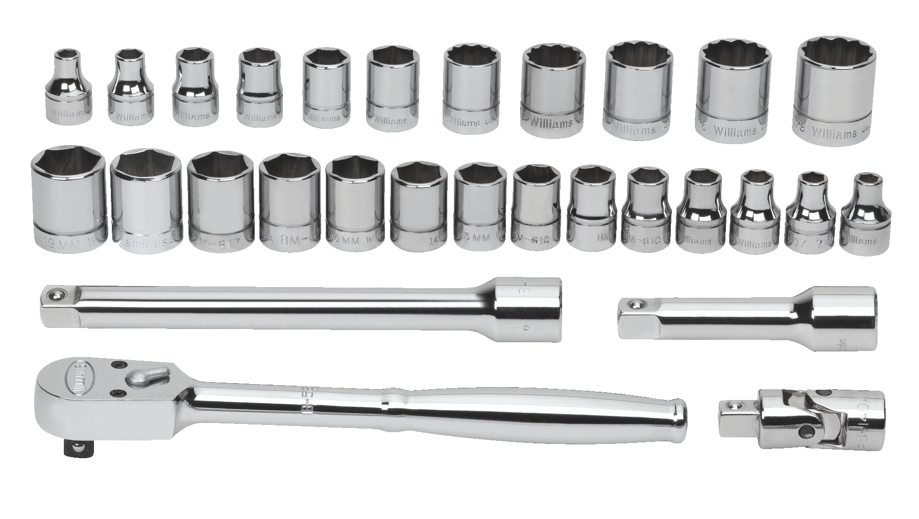 3/8" Drive Socket and Drive Tool Set, 6 &12 Point, SAE, 29 Pieces, in ...