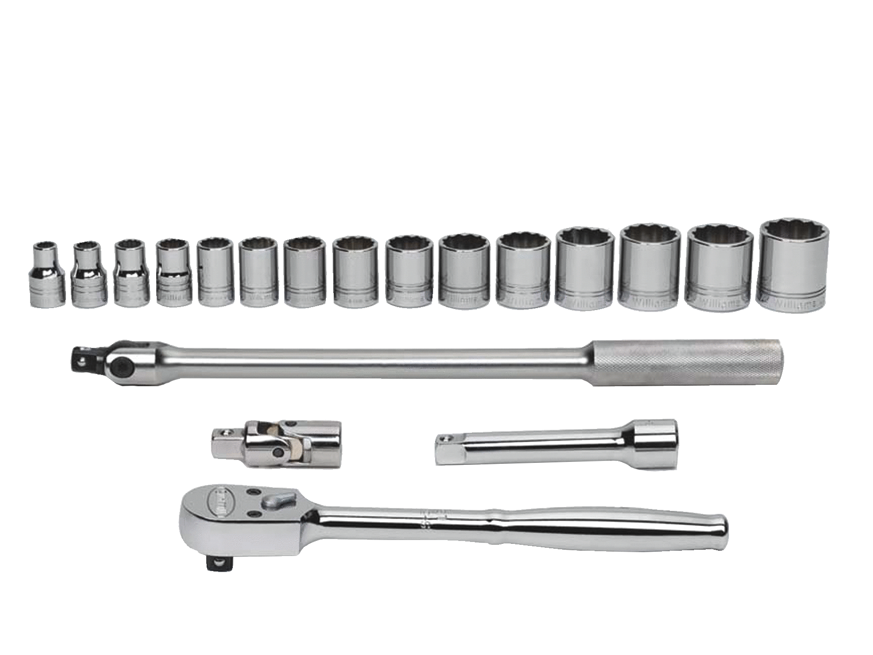 1/2" Drive Socket and Drive Tool Set 12 Point, SAE, 19 Pieces, in Keep ...