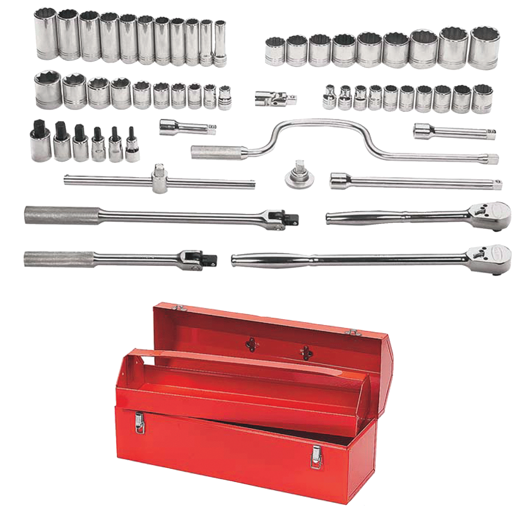 1/2" Drive Socket and Drive Tool Set 6 & 12 Point, SAE, 57 Pieces, in ...