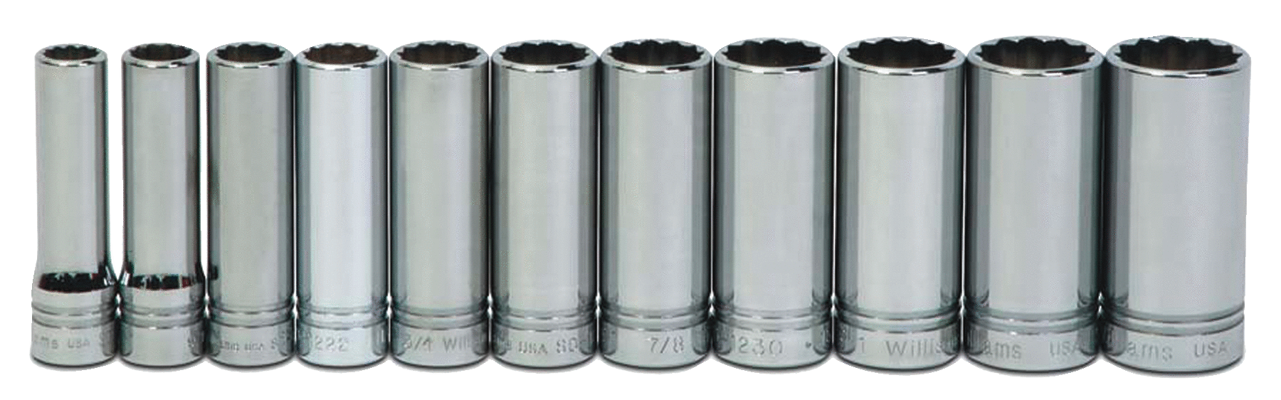 1/2" Drive Deep Socket Set, 12 Point, SAE, 11 Pieces | SNAP-ON