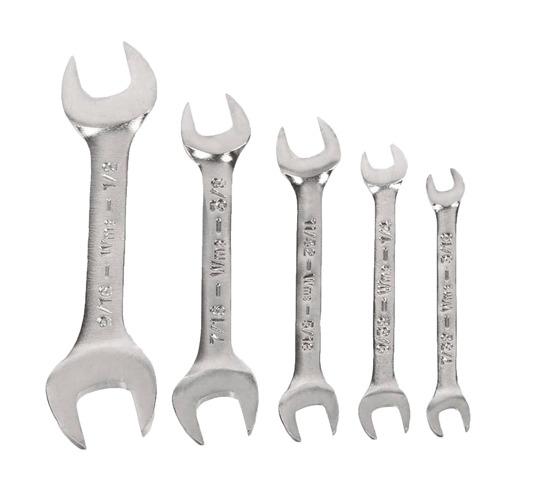 Chrome Satin Finish Short Double Open End Wrench Set 5 Piece | SNAP-ON